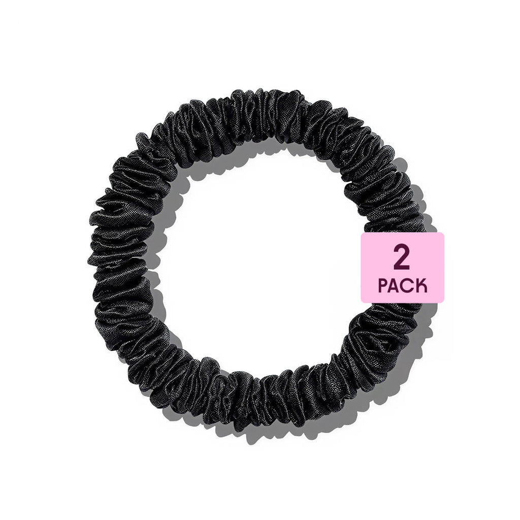 Scrunchie 100% Mulberry Silk Black 2-pack | Poppie – Hairsale